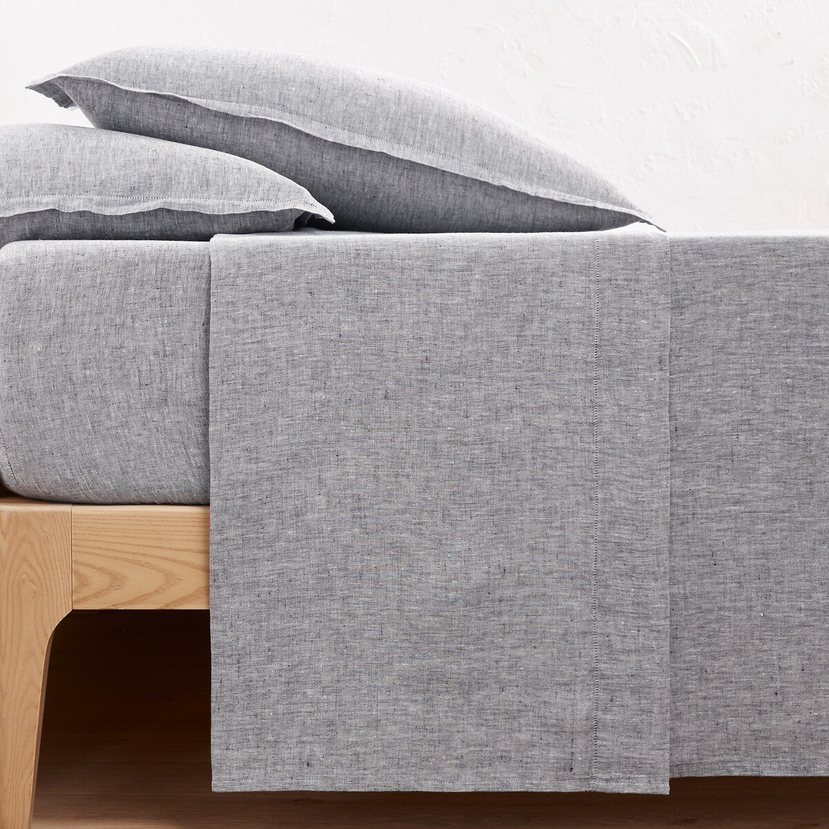 Drap plat uni en lin lavé, Linot - Gris chambray - 270 x 290 cm | Leroy ...