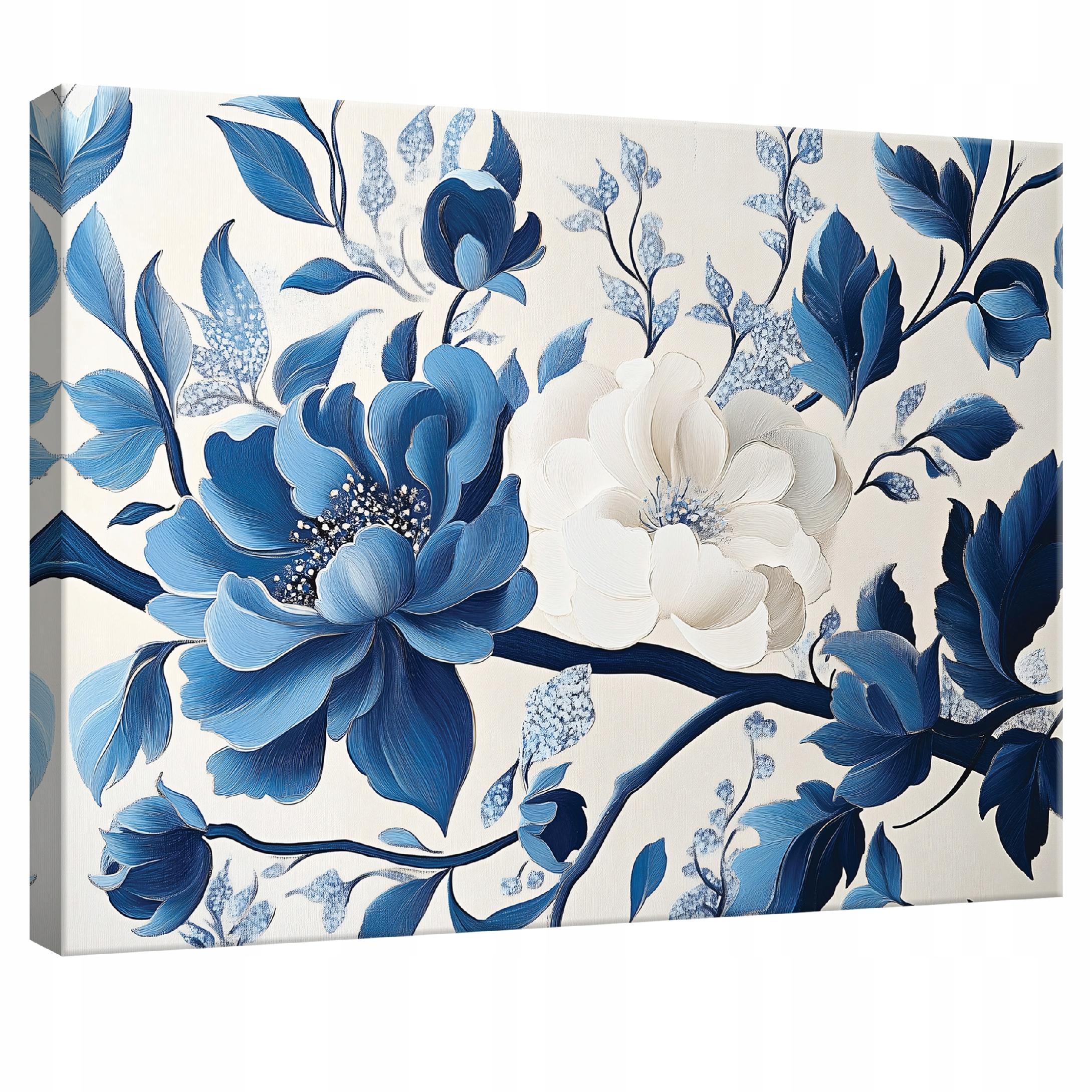 Impression sur Toile Abstrait Fleurs Bleu Moderne 120x80 cm XXL Tableau ...