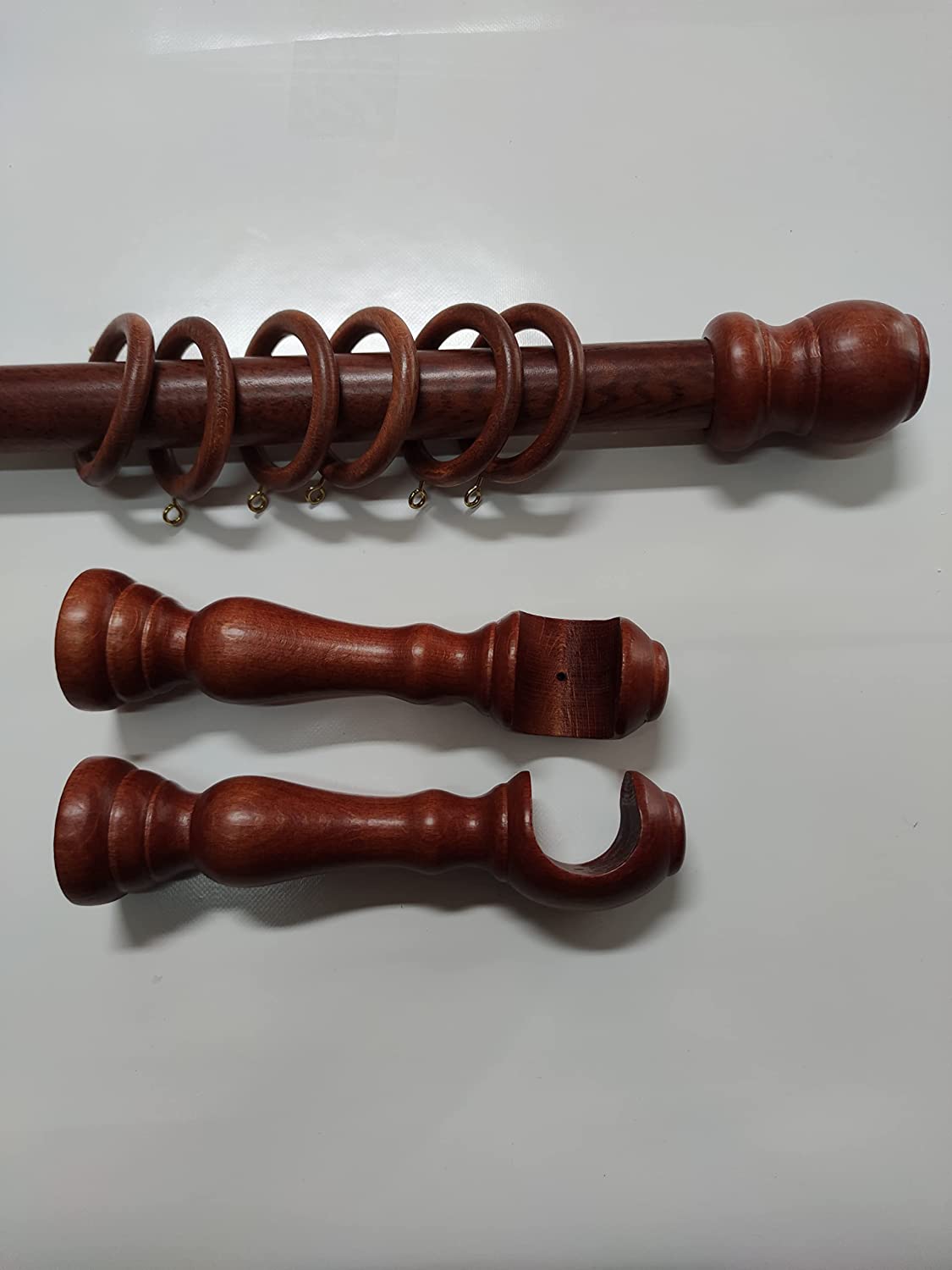 Barra de cortina de madera de alta calidad, diámetro 35 mm color cereza ...