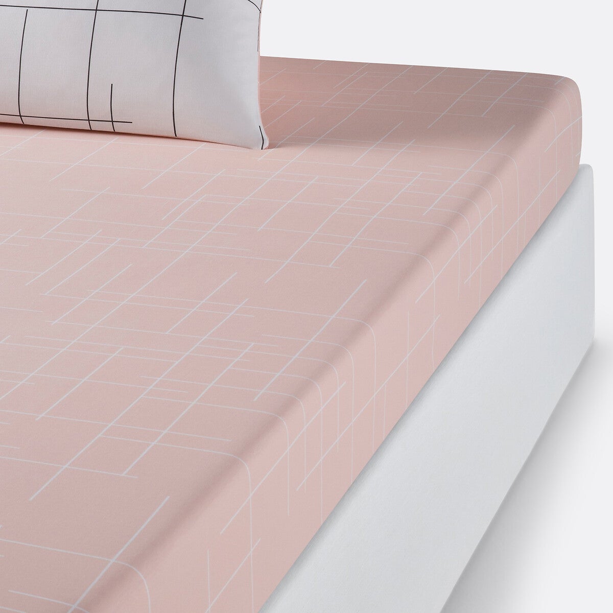 Drap housse imprimé, Charline - Blanc/rose/noir - 180 x 200 cm | Leroy ...