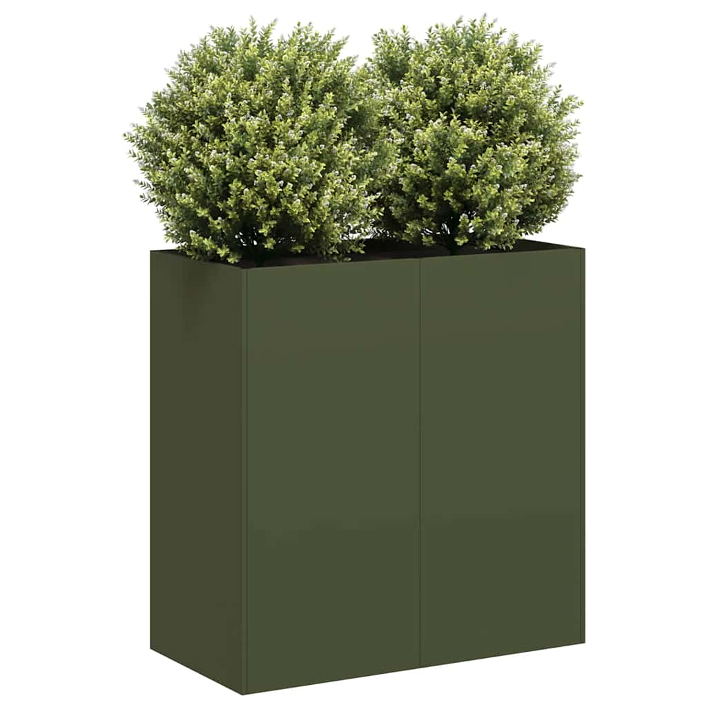 Jardinière，Pot de Fleurs vert olive 80x40x80 cm acier laminé à froid ...