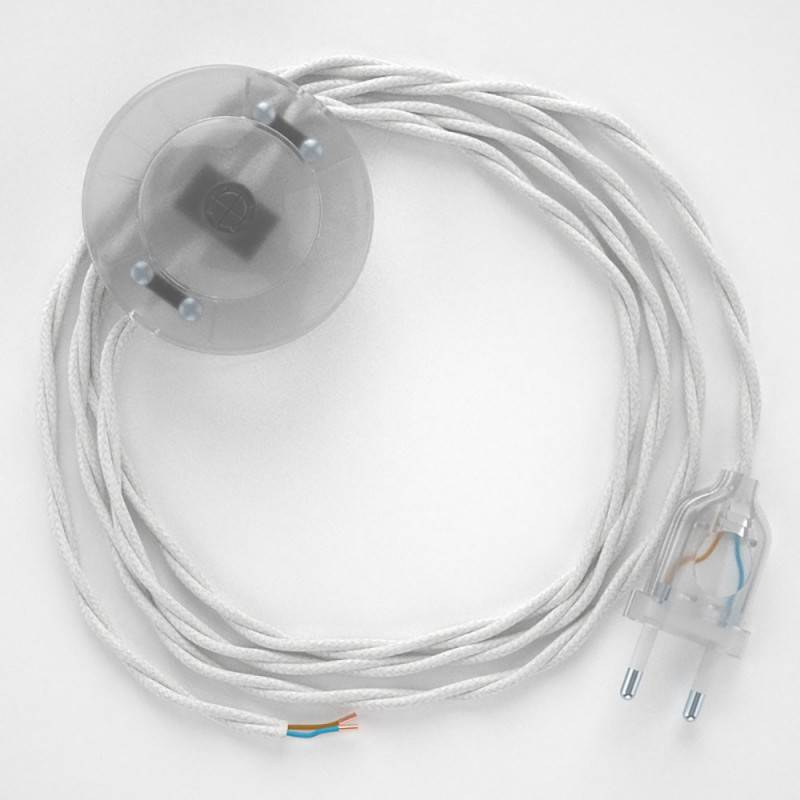 Creative cables - Cordon pour lampadaire, câble TC01 Coton Blanc 3 m ...