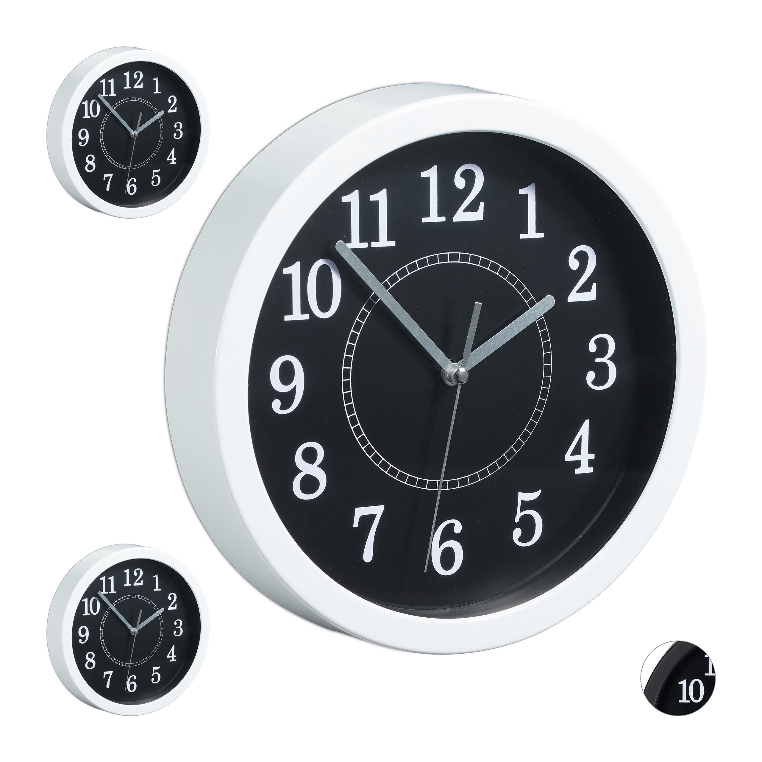 Horloge murale ronde, lot de 3, 20 cm, Petite pendule à accrocher au ...