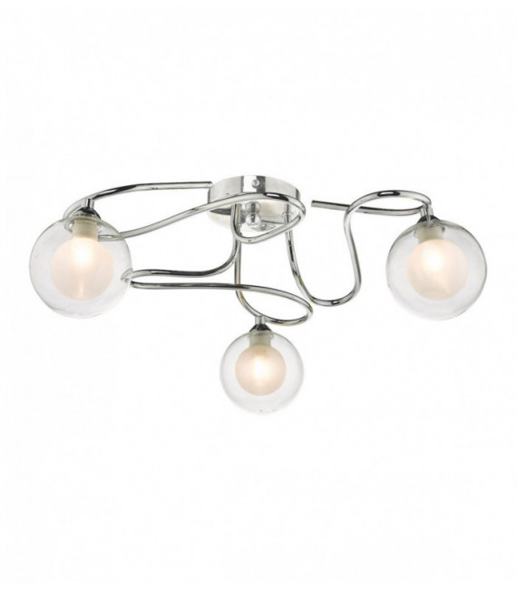 Plafonnier Nondus Chrome poli,verre 3 ampoules 18cm | Leroy Merlin