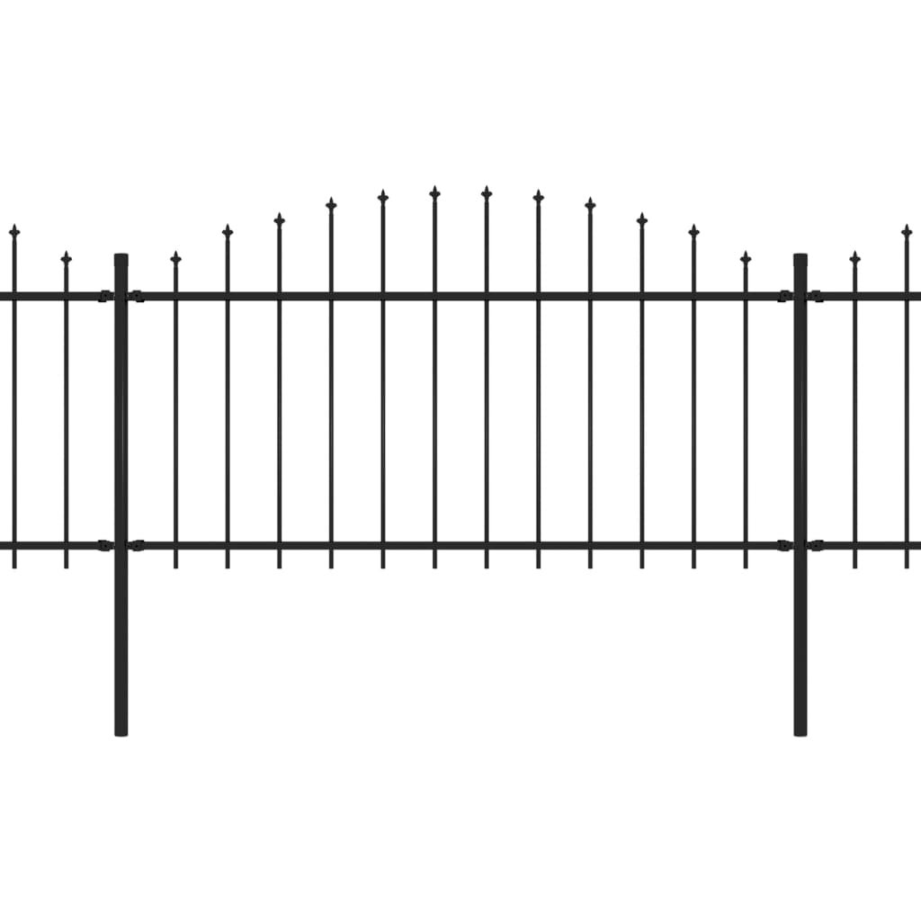 Clôture de jardin à dessus en lance Acier (1,25-1,5)x11,9m Noir ...