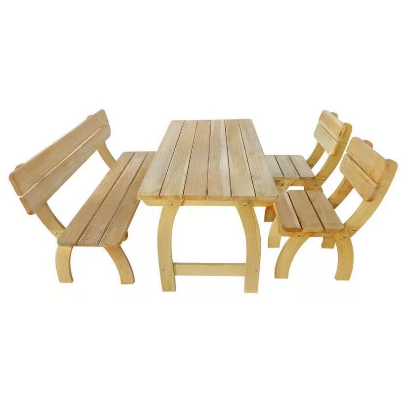 Table avec banc et 2 chaises pin massif clair Liva | Leroy Merlin