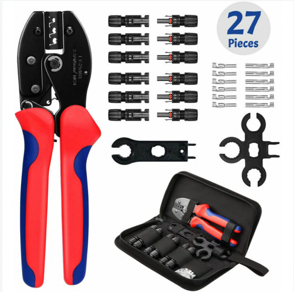 Kit d'outils de sertissage solaire 27 pièces comprenant un câble photovoltaïque 2,5/4/6,0 mm² ...