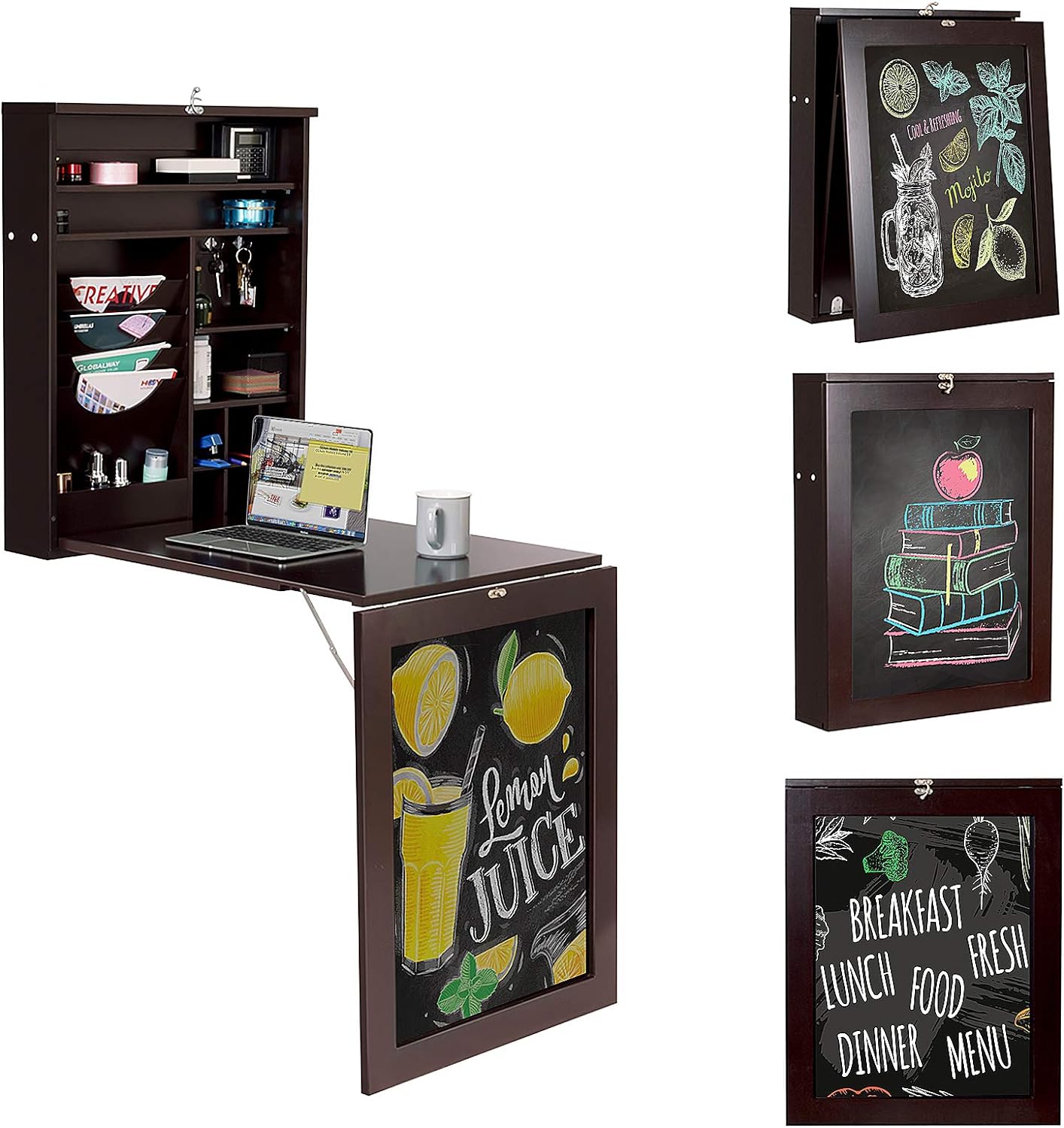 Escritorio plegable de pared con pizarra de tiza, escritorio plegable ...