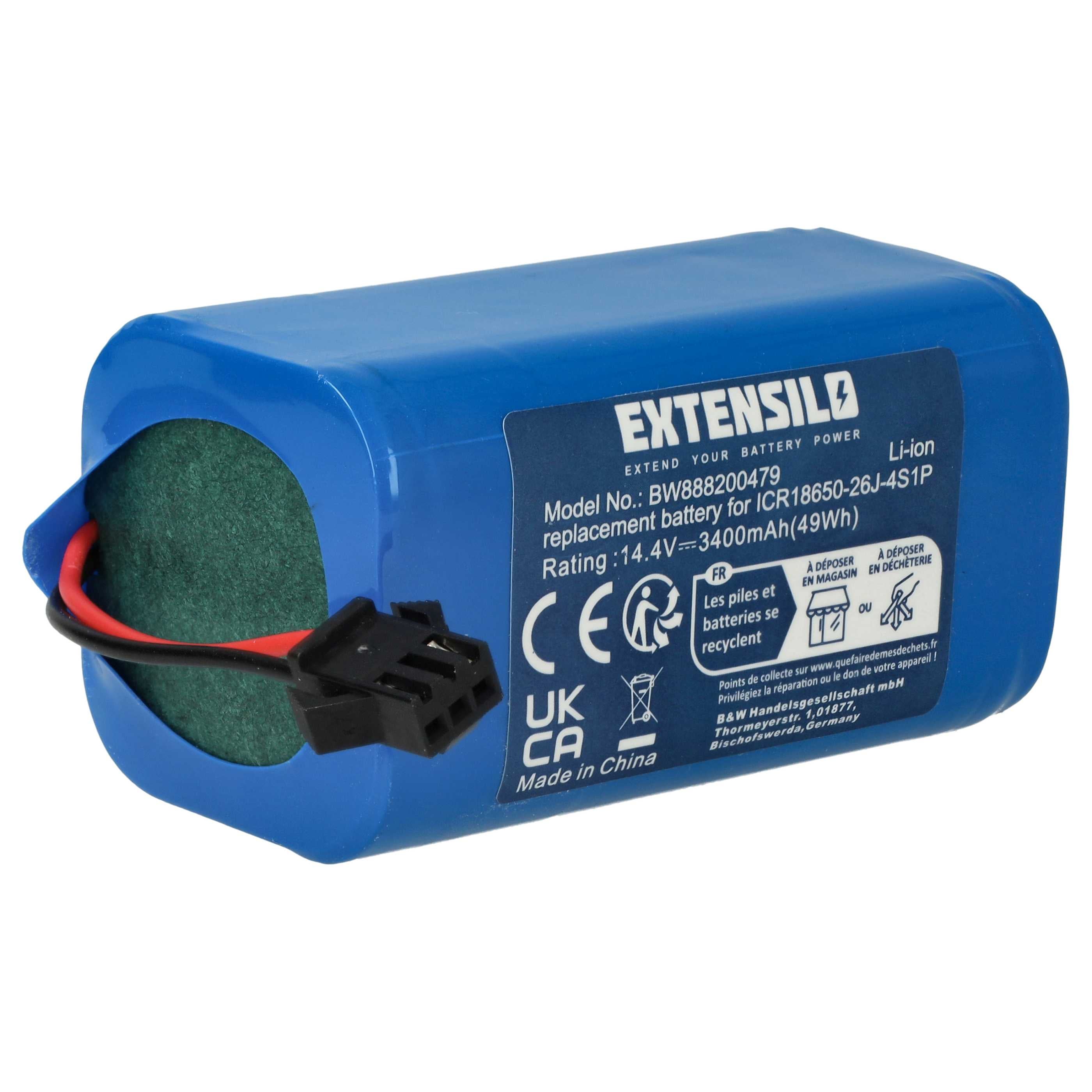 EXTENSILO Batería compatible con Ecovacs Deebot CEN546, D500, D501, D502, D600, D601, D605, 715 ...