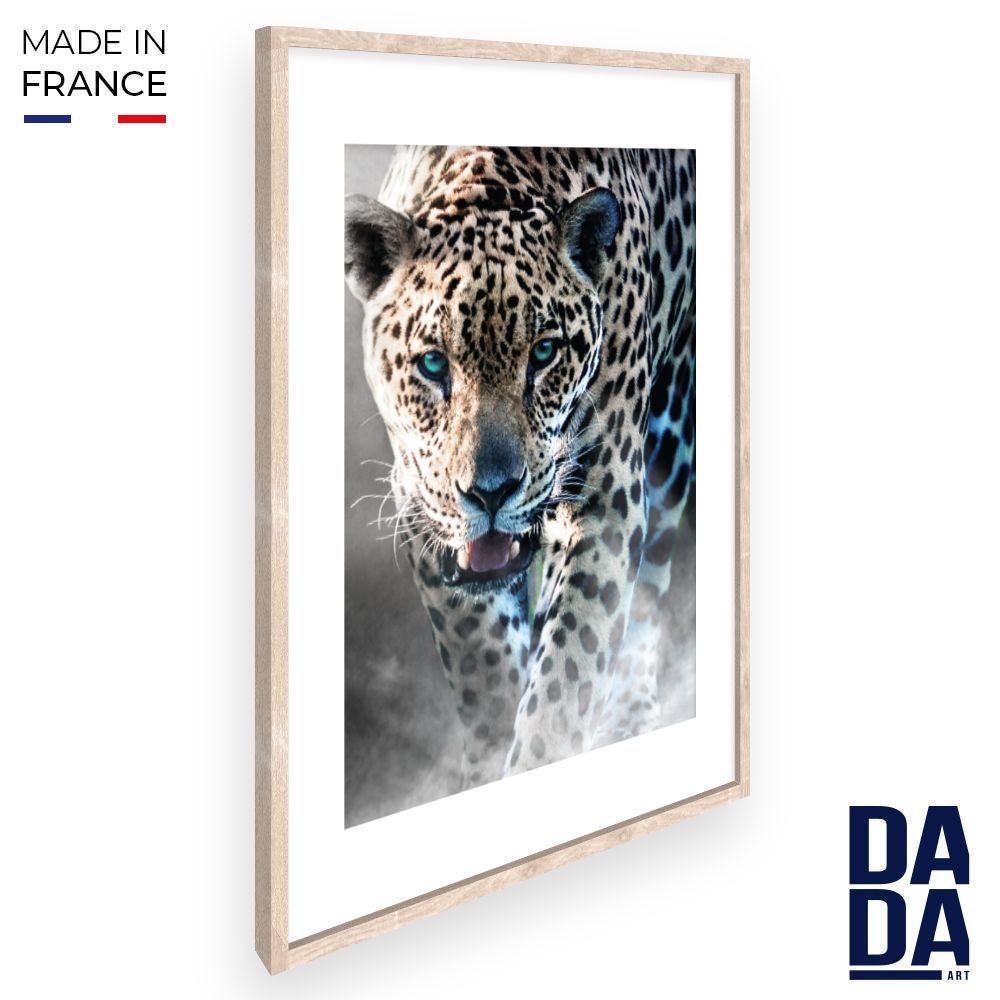 Image encadrée avec cadre CHÊNE / 50x70cm / Félin majestueux / Créé et ...