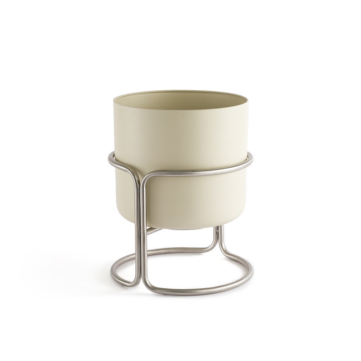 Cache-pot sur pied en métal fer Ø37,5 cm, Giorgio - Crème - taille ...