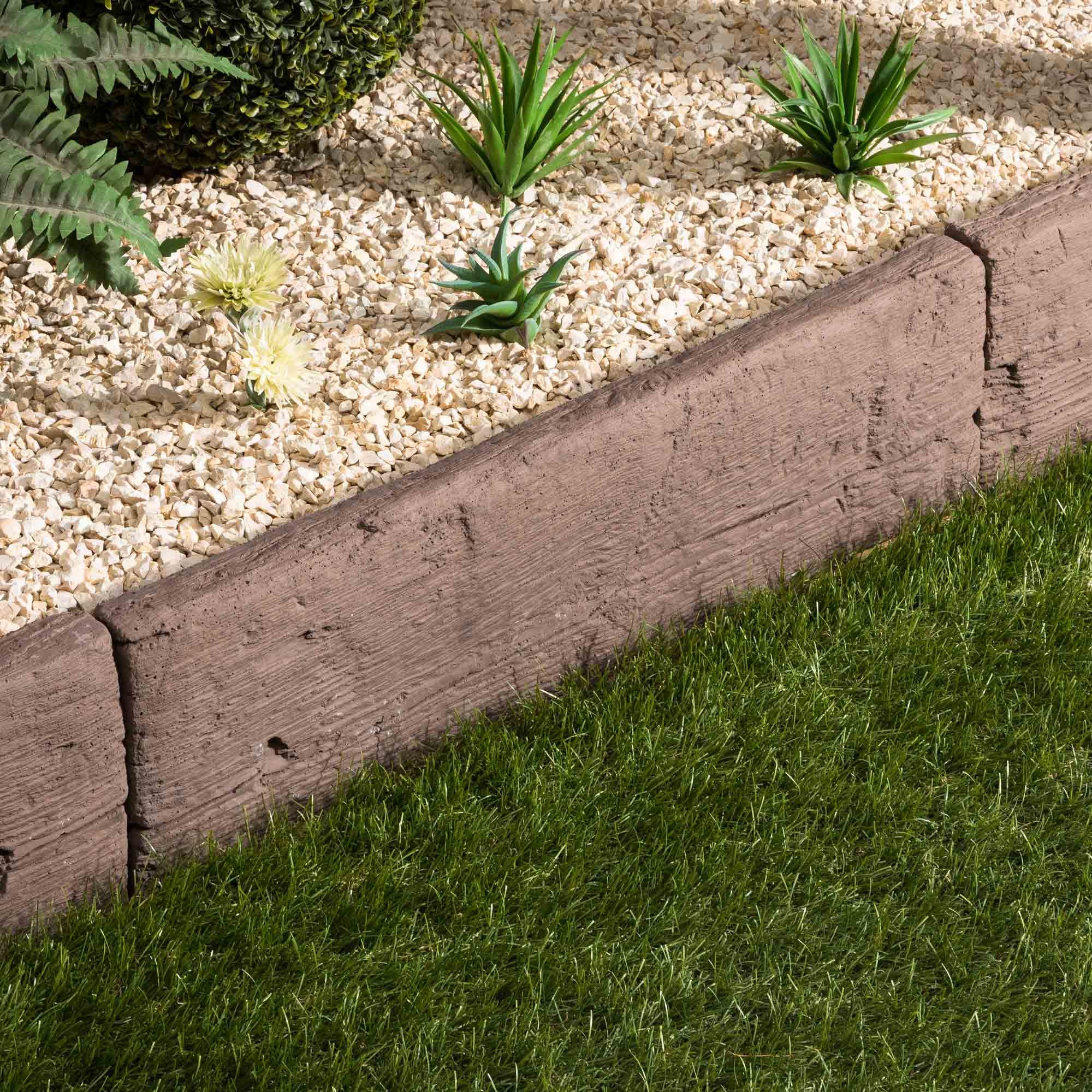 Bordure de jardin Béton effet bois H.22 x L.67 x P.4,5 cm (à l'unité ...