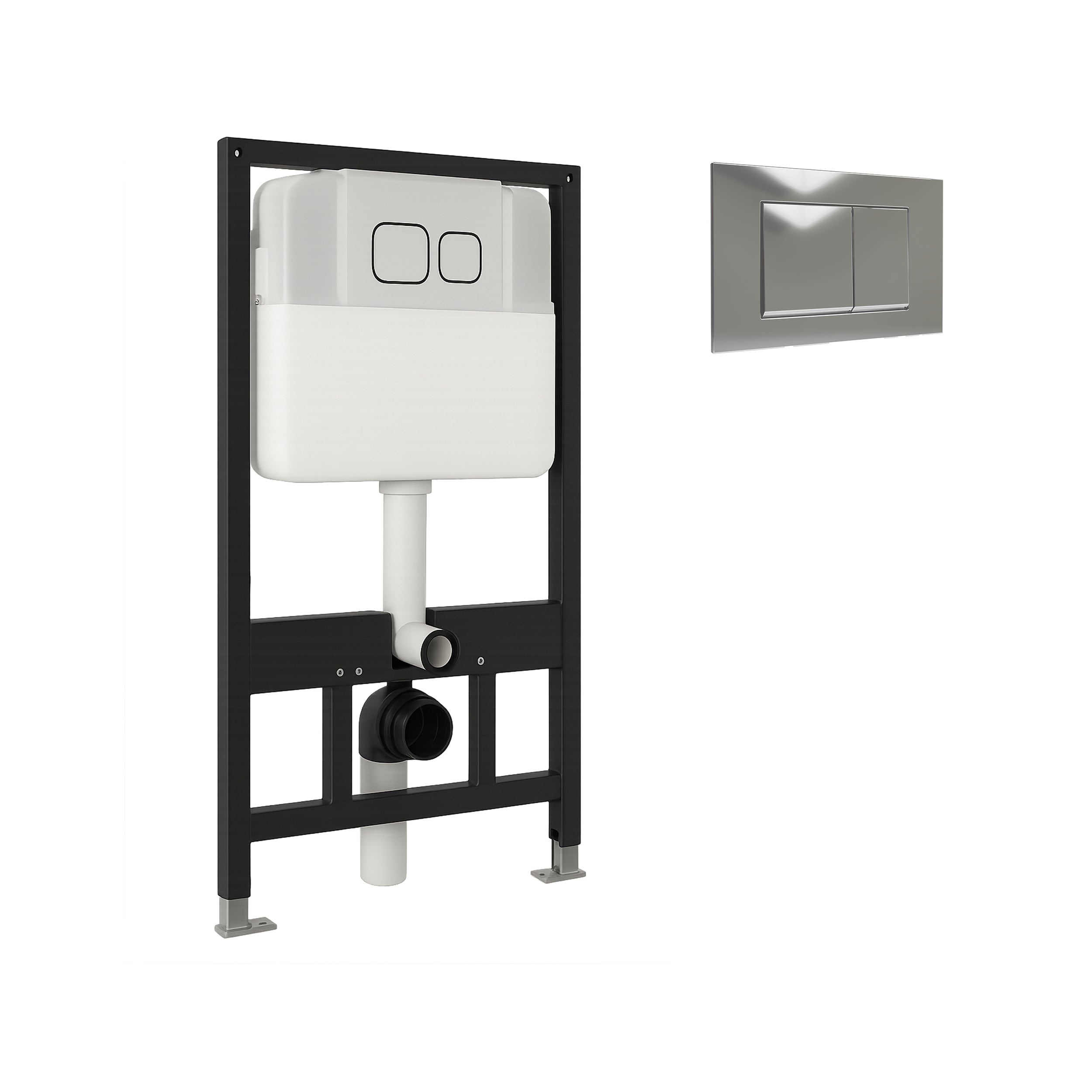 CHÂSSIS POUR WC SUSPENDU | BOUTON POUSSOIR CHROME | CITERNE ENCASTRÉE ...