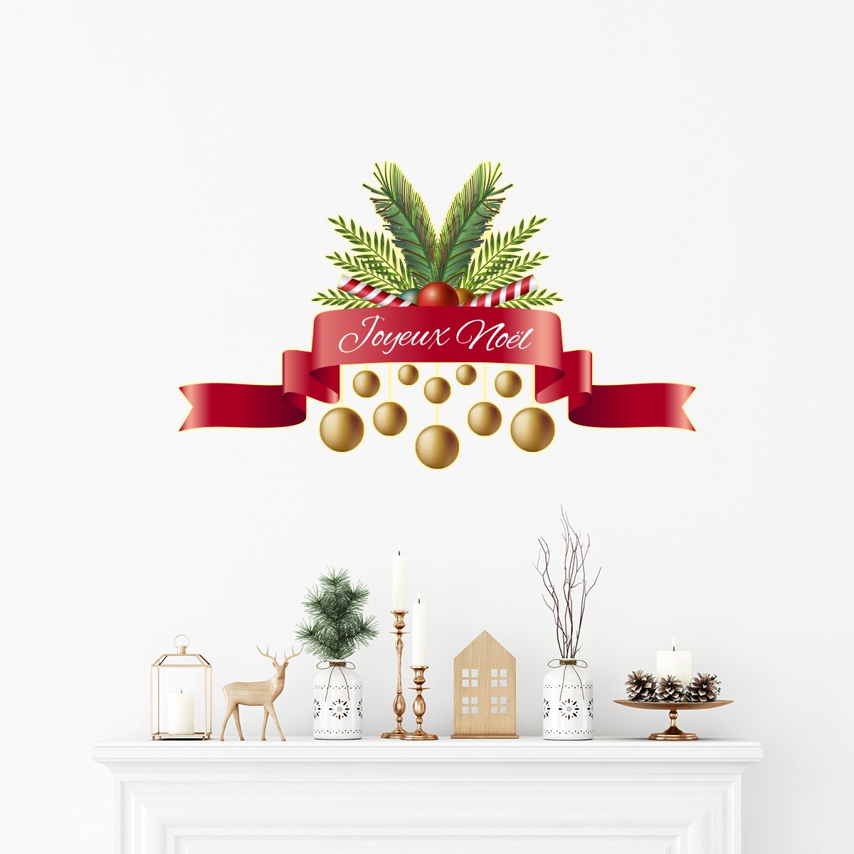 Sticker Noël ruban Joyeux Noël - Autocollants stickers adhésifs noël ...