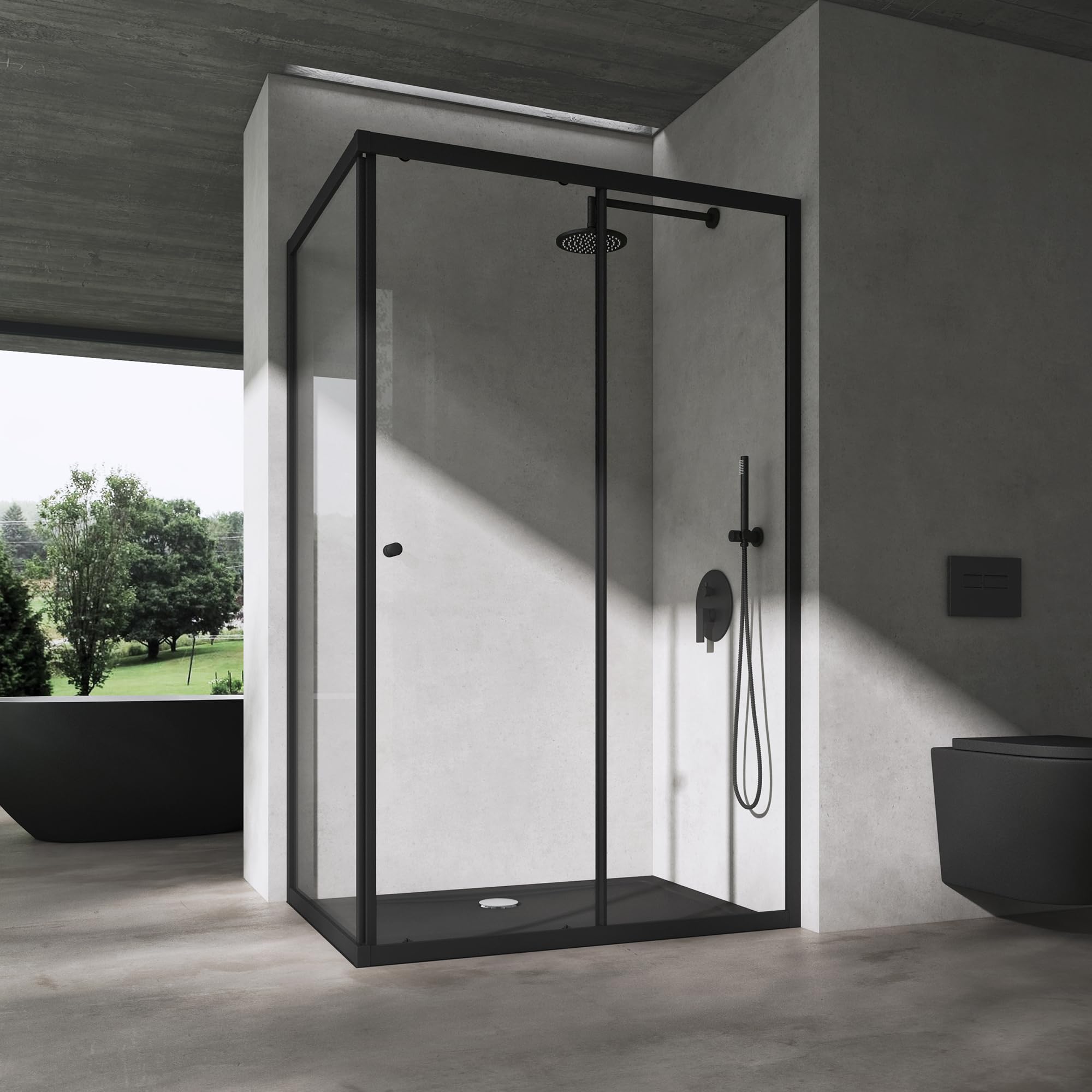 Doporro Cabine de Douche Profilés Noir Verre de Sécurité Transparent ...
