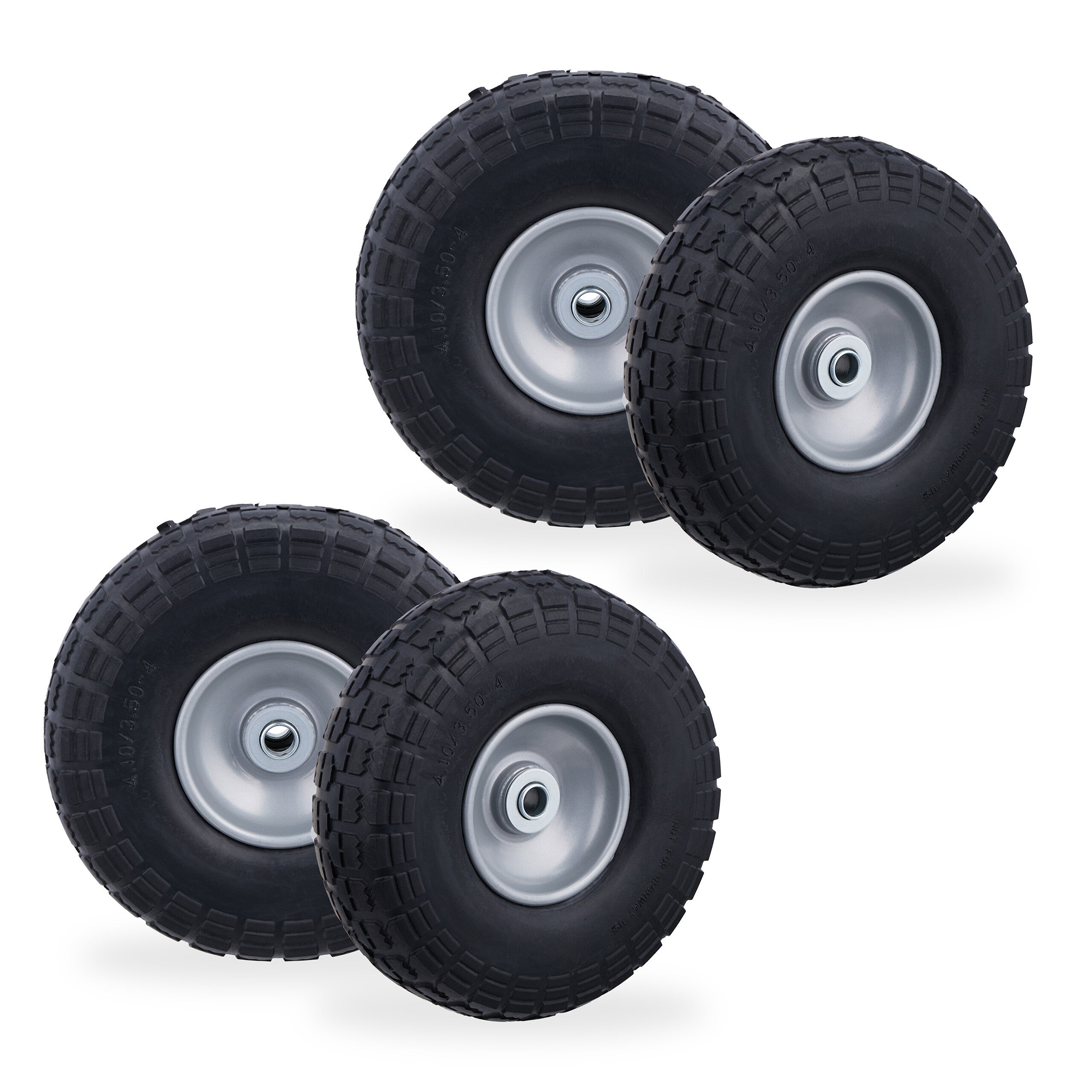 Roue de diable, lot de 4, en caoutchouc, increvables, 260 x 85, essieu ...