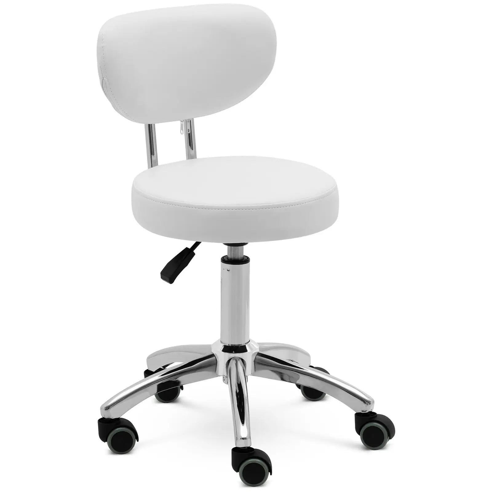 Tabouret à roulette professionnel avec dossier 60 cm 150 kg blanc 14 ...