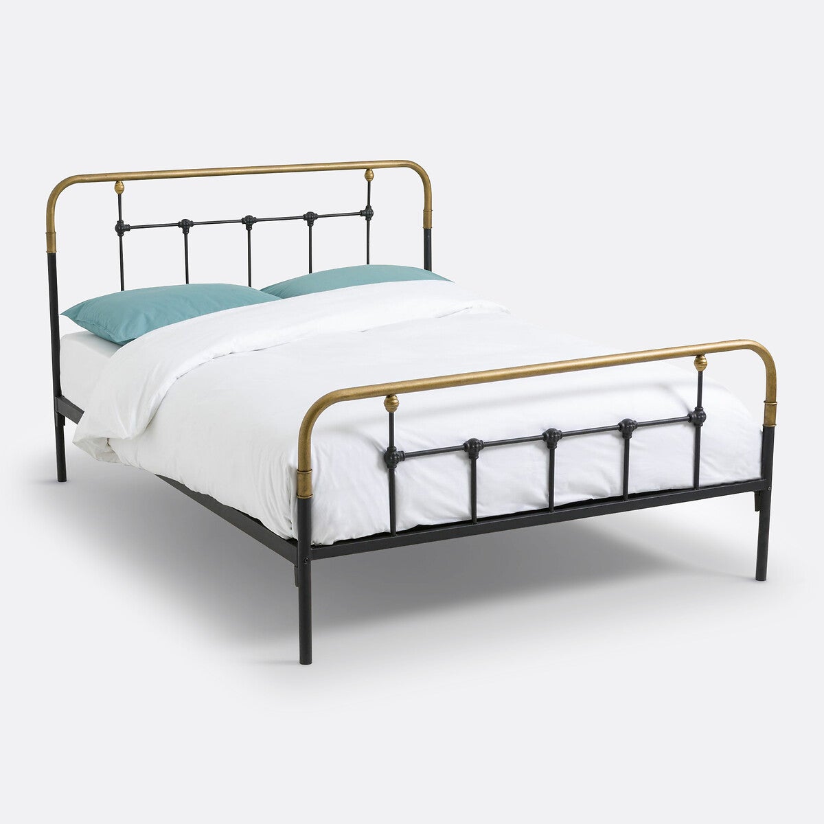 Lit en métal acier, Asper - Noir/laiton - 140 x 190 cm | Leroy Merlin