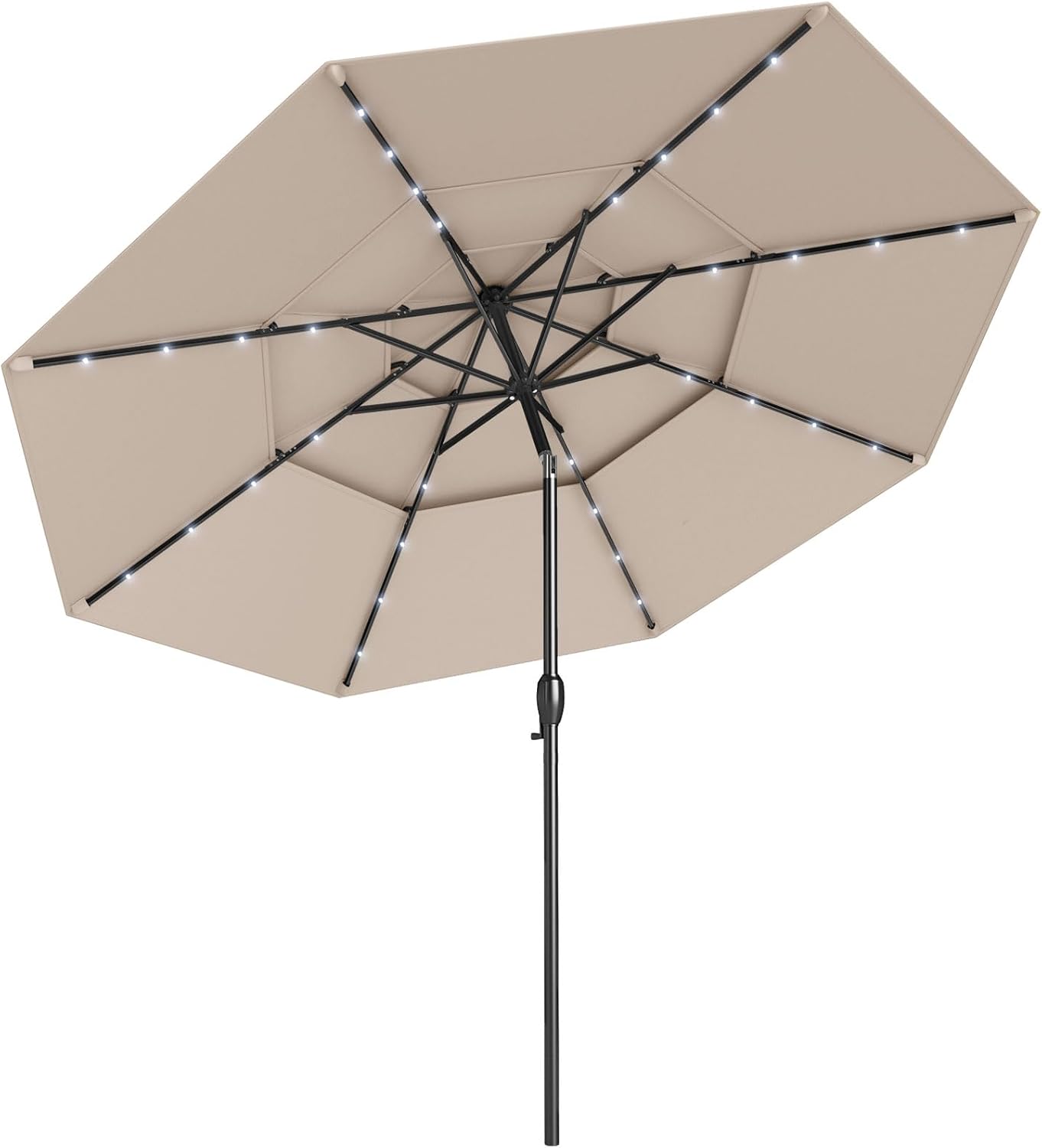 Parasol de Jardin Exterieur avec 32 Lumières LED, 3M Parasol Balcon ...