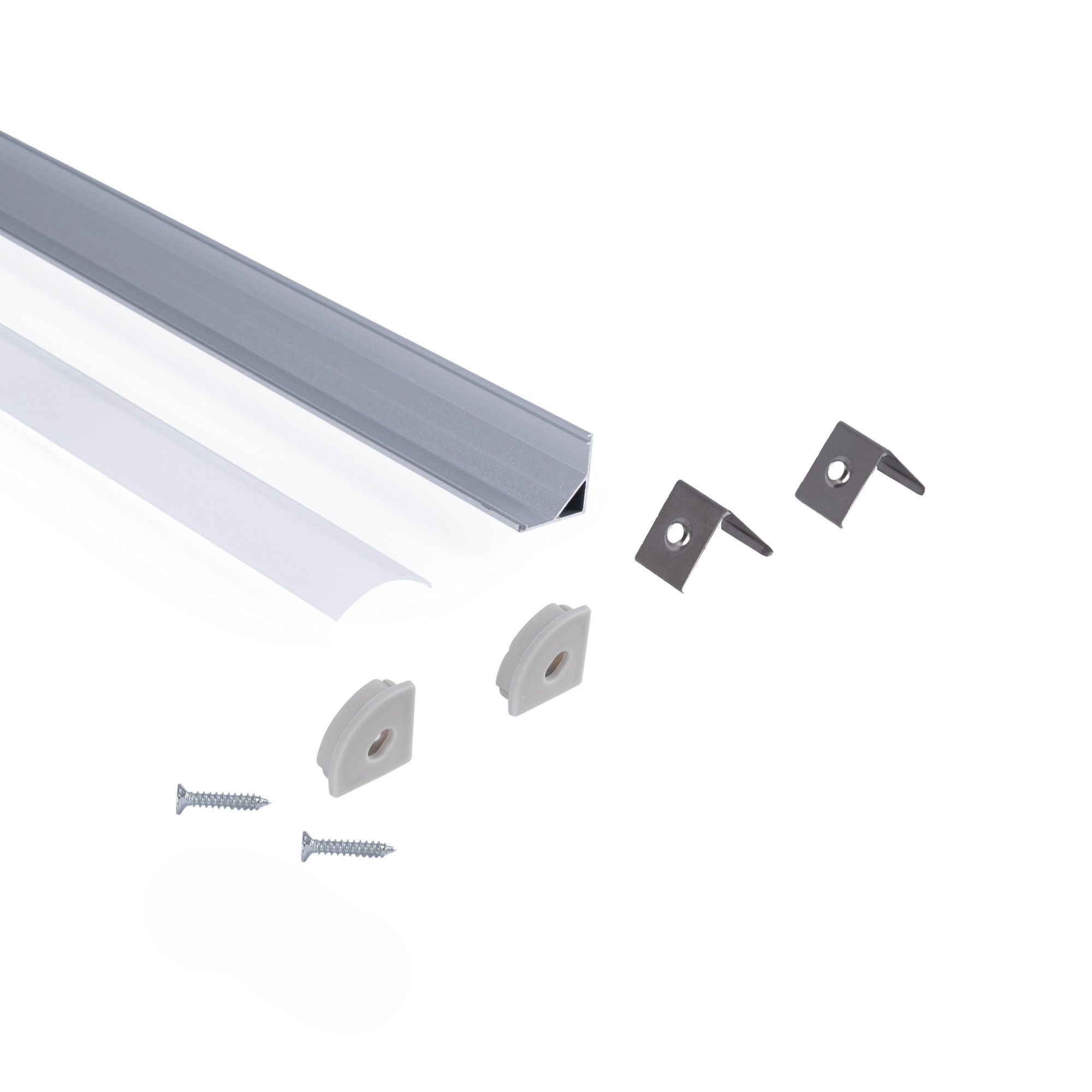 Perfil tira LED de superficie para esquinas - Con difusor - Kit ...