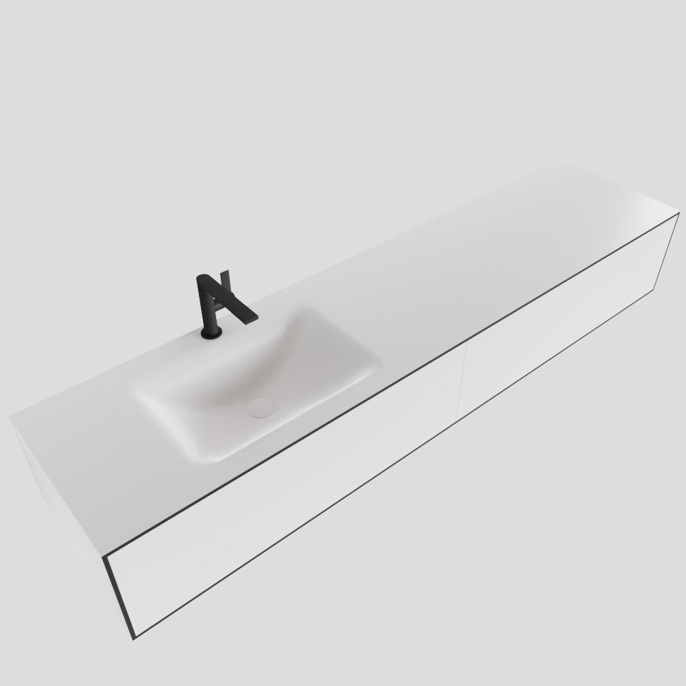 MONDIAZ LAGOM 190cm mueble de baño solid surface Talc con 2 cajones ...