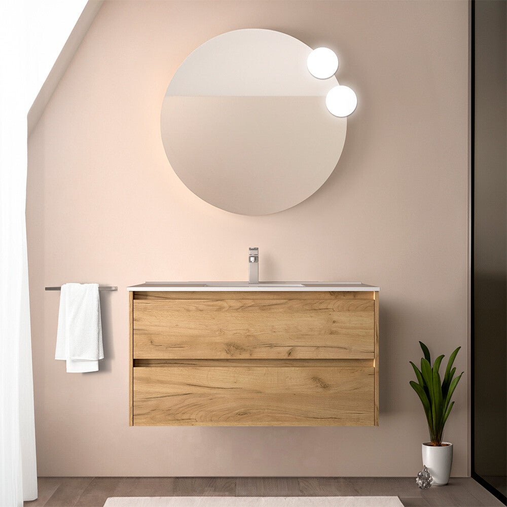 Mobile bagno sospeso 90 cm rovere africa con lavabo ad incasso Gaya ...