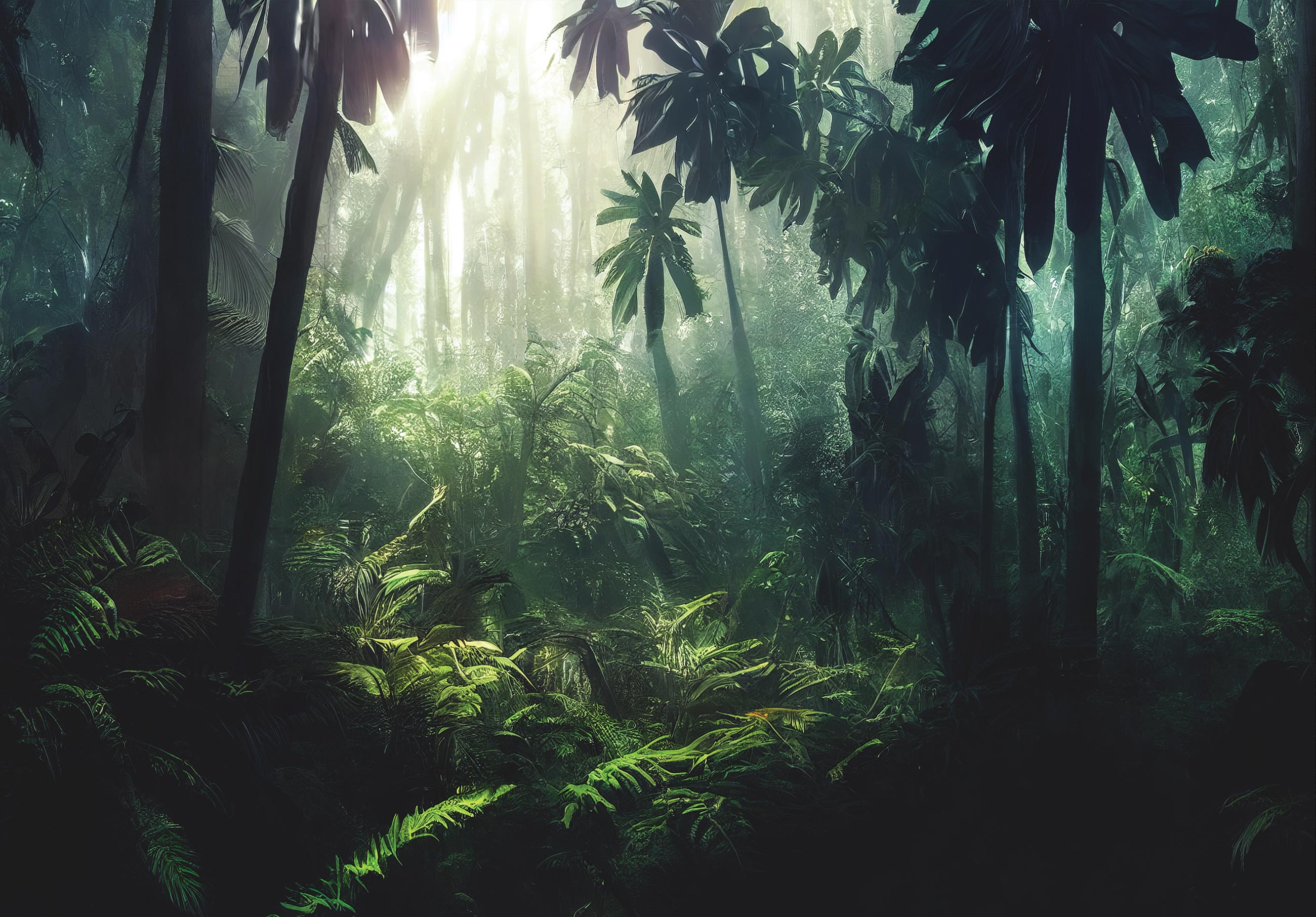 Papier Peint Intissé Panoramique Jungle Forêt Tropicale Paysage Nature ...