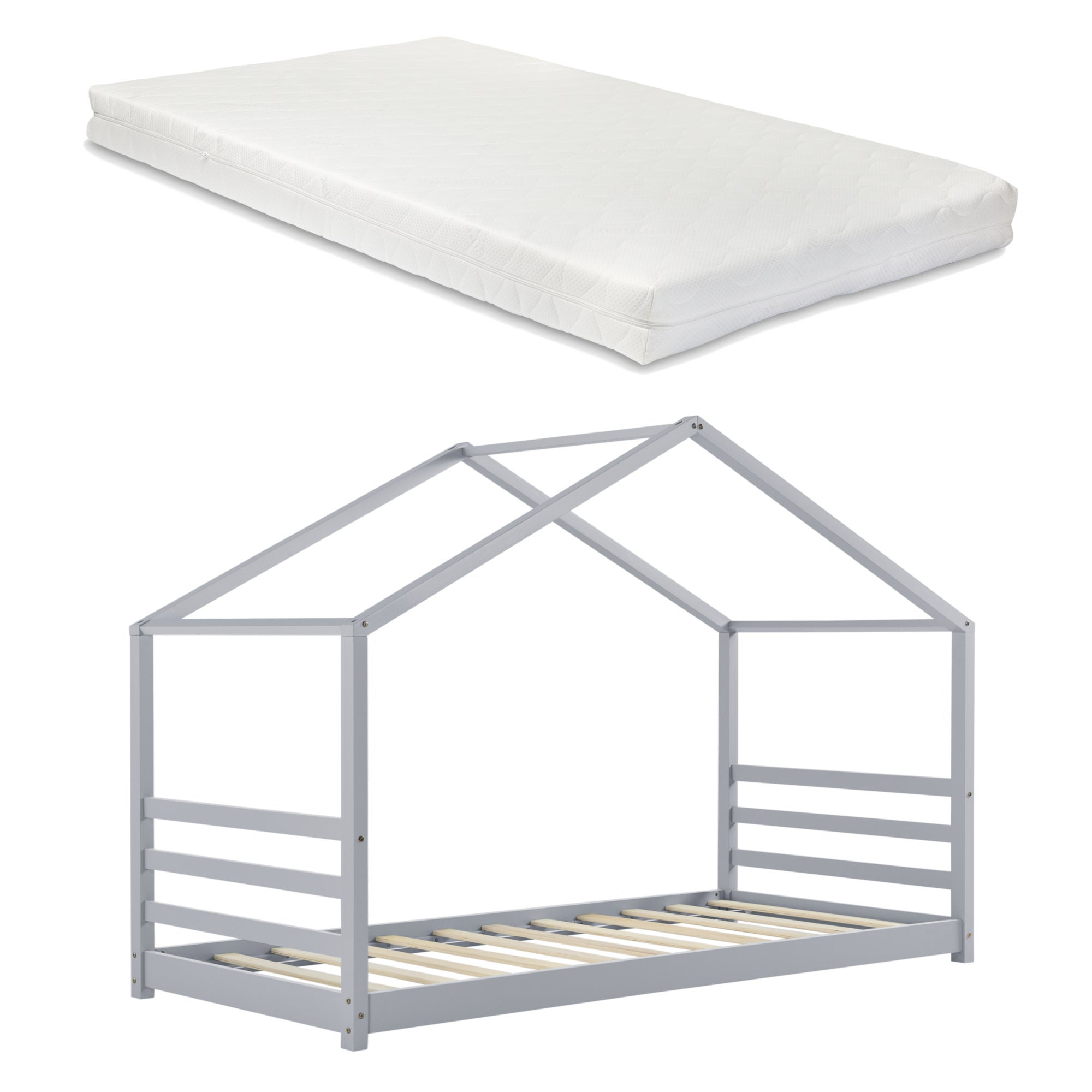 Letto a soppalco per bambini a forma di casa con materasso e rete a ...
