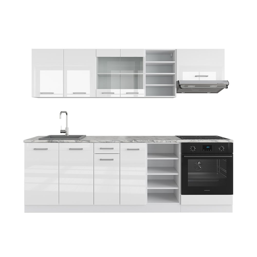 Vicco Cuisine R-Line, blanc brillant/blanc, 240cm , PT Marbre | Leroy ...
