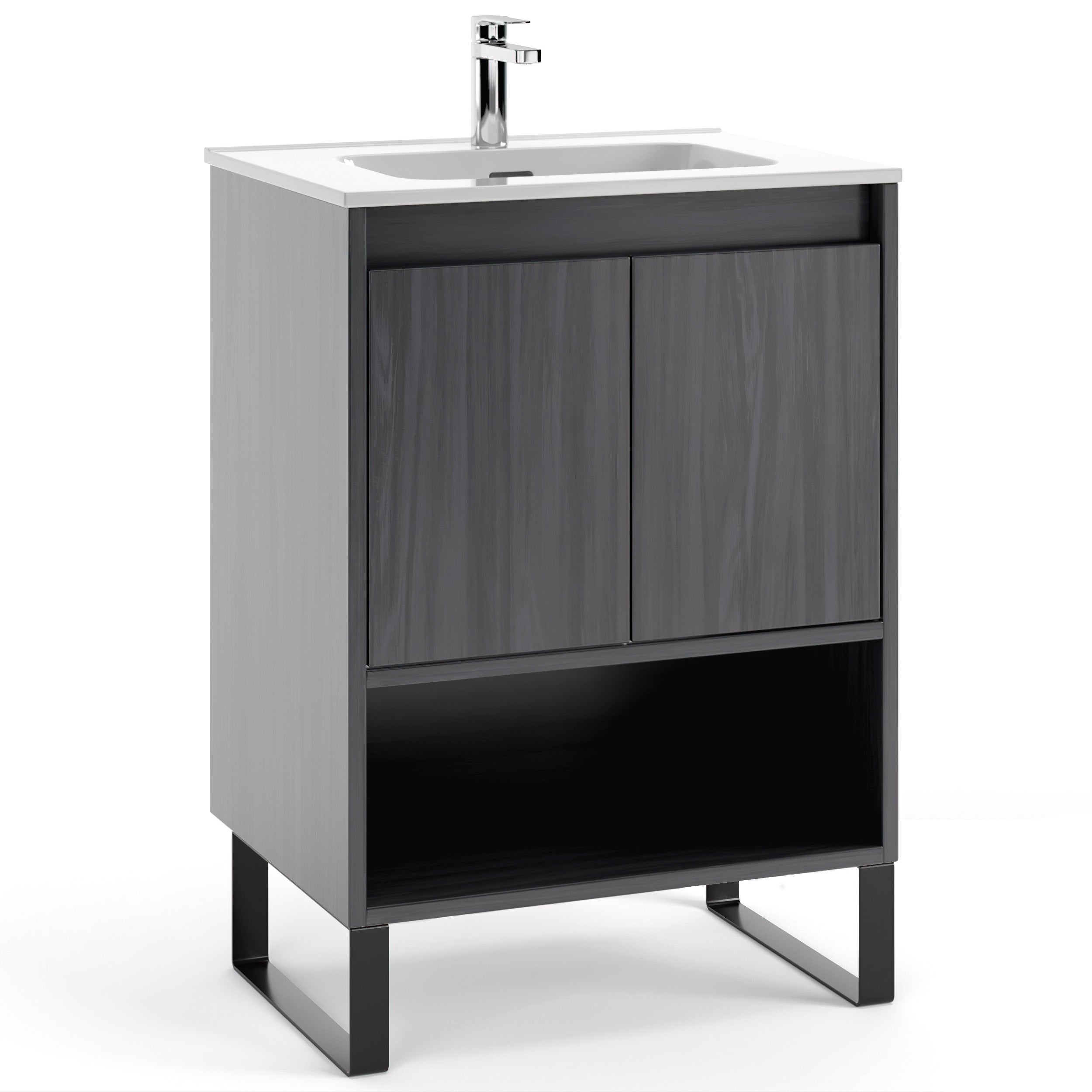 Meuble de salle de bain 60 cm + lavabo en céramique Manhattan | L 60 X ...