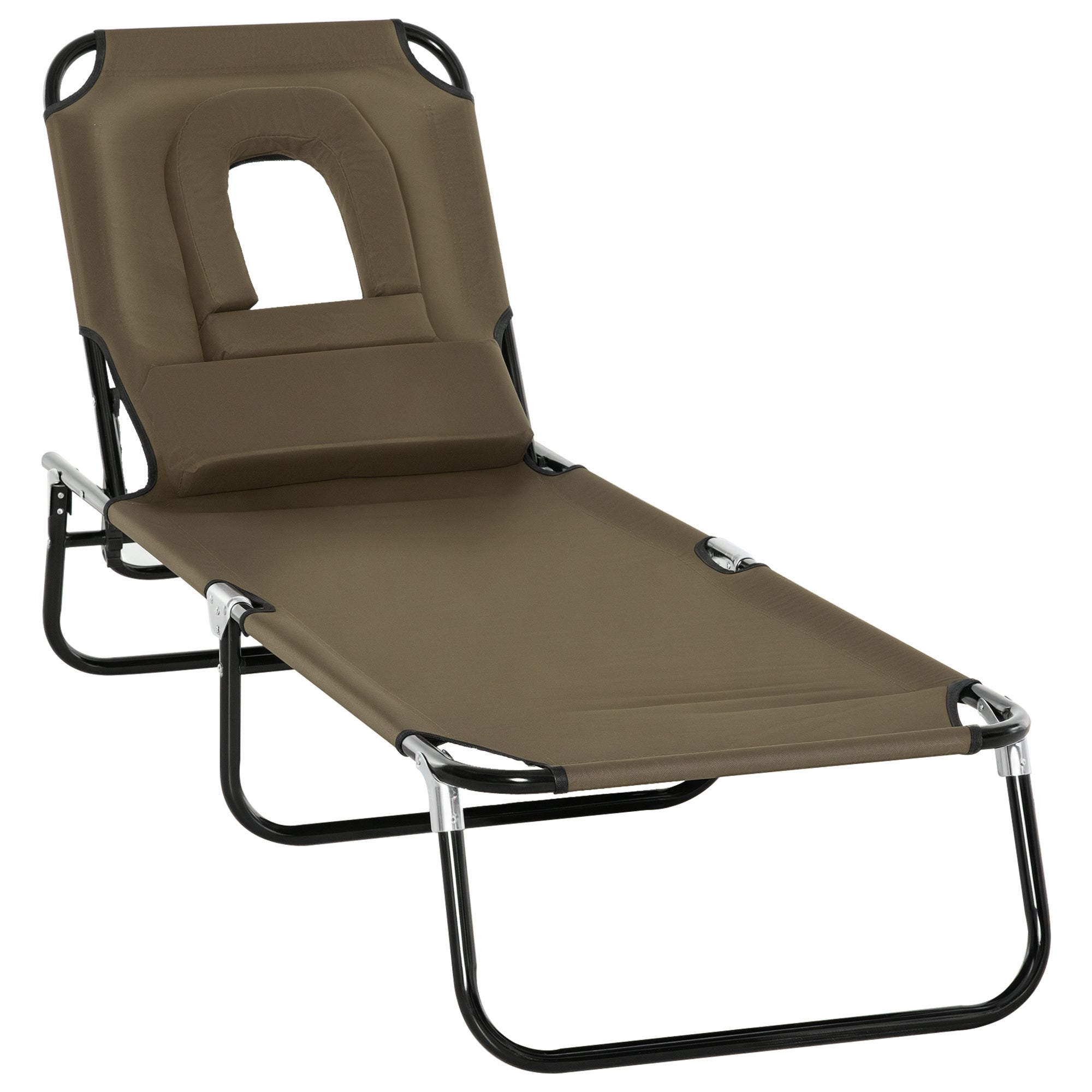 Chaise Longue Pliante Jardin 4 Positions avec Trou de Lecture 190x56cm ...