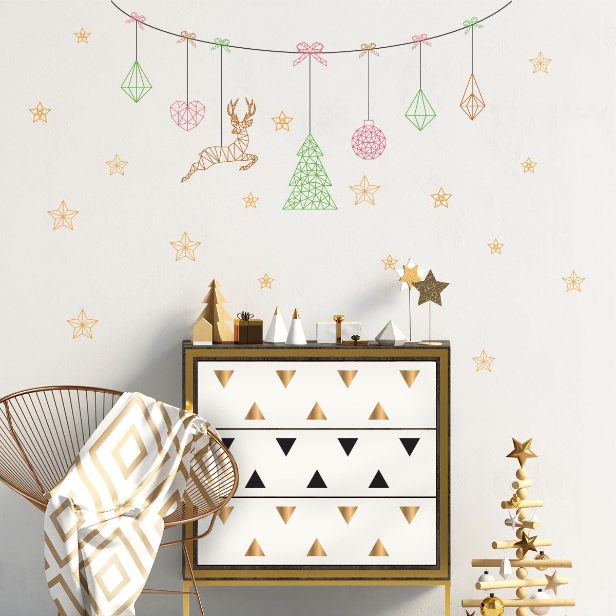 Sticker Noël guirlande de noël origami - Autocollants stickers adhésifs ...