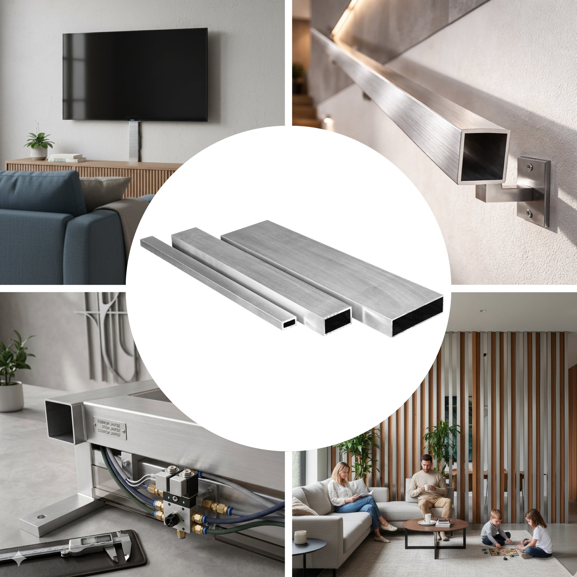 Perfil de aluminio CEPILLADO 30x15x2mm 140 cm Tubo rectangular + corte ...
