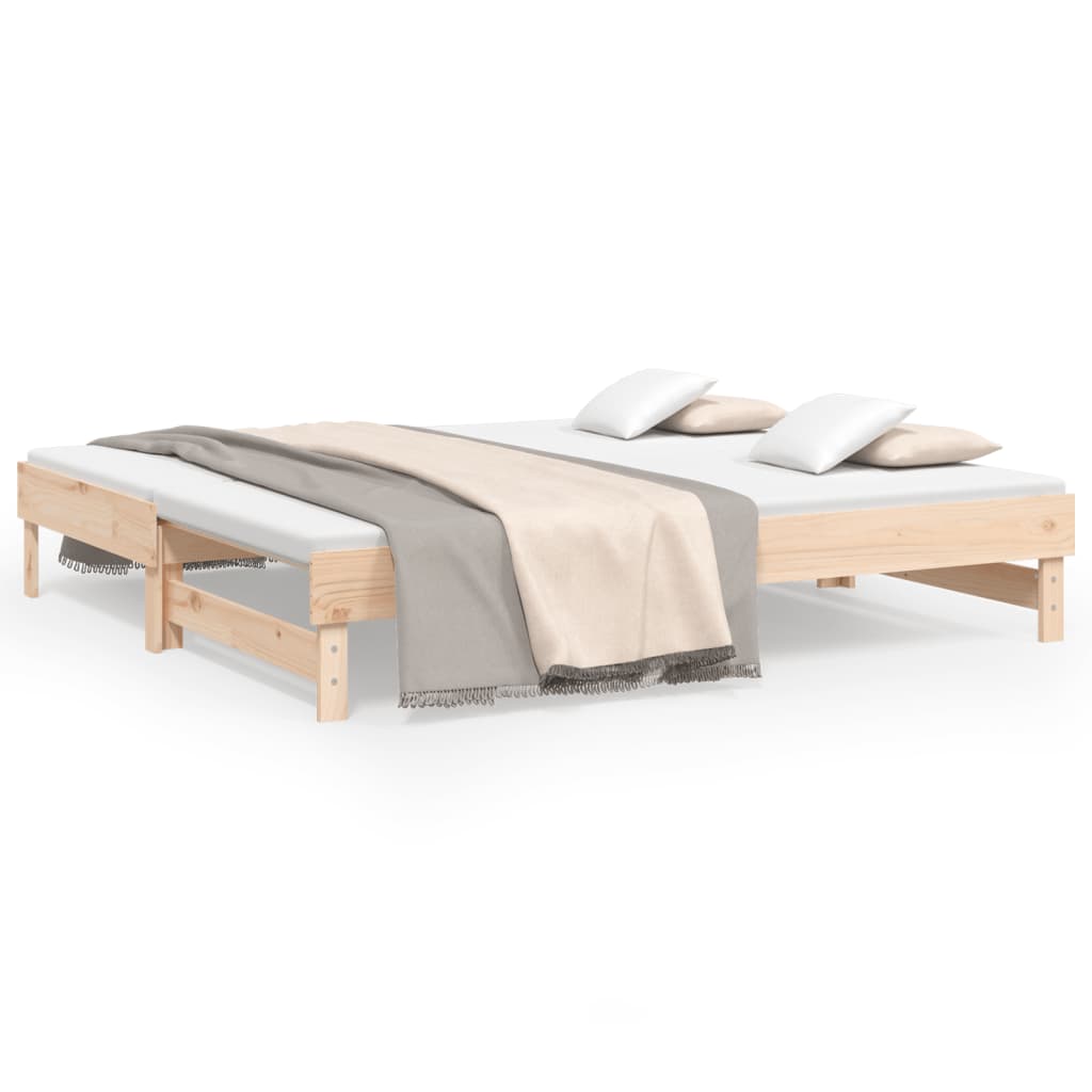 Lit coulissant | Lit Adulte | Lit gigognet 2x(90x190) cm Bois de pin ...