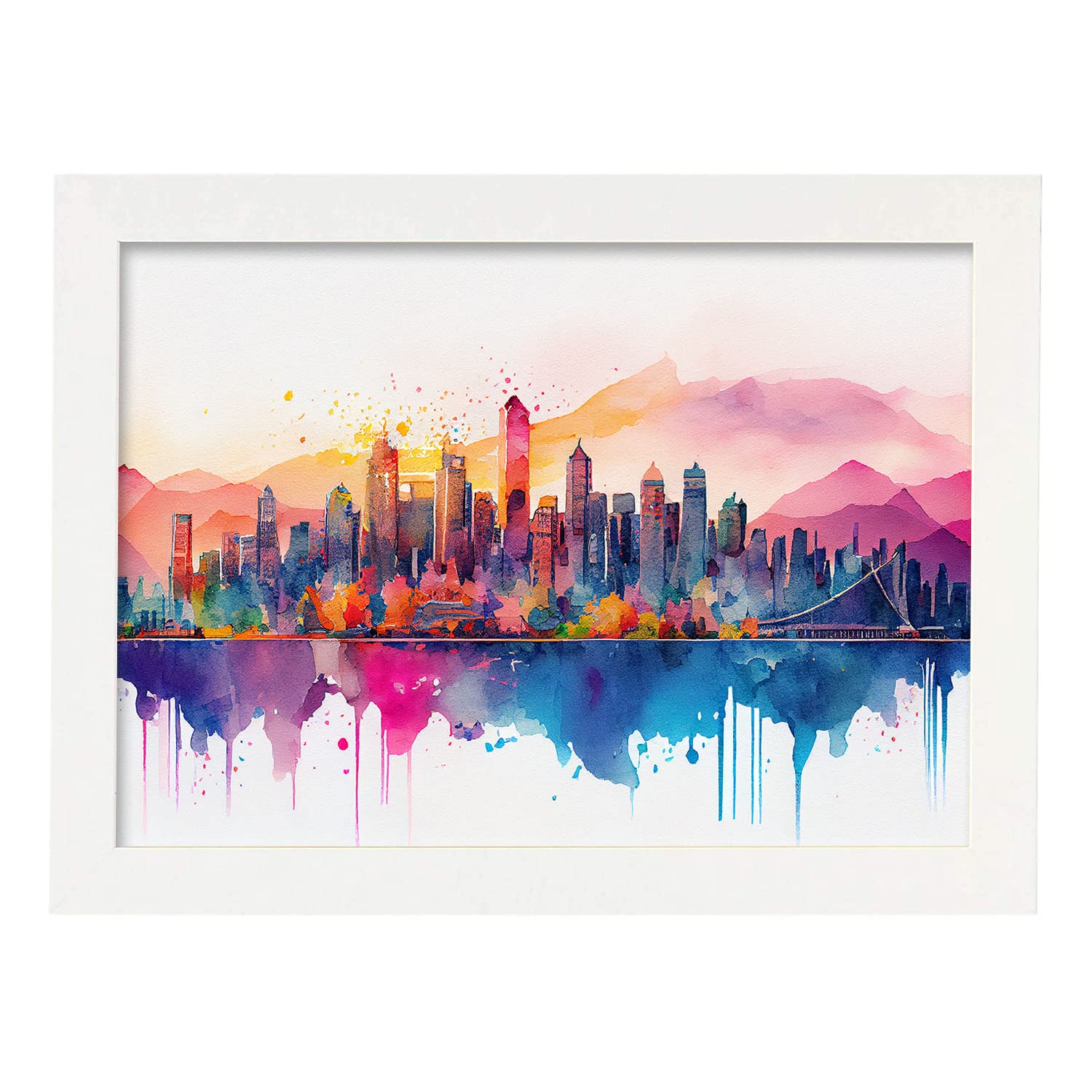 Nacnic Vancouver Affiche Dans L'horizon Abstrait De Style Aquarelle Et De L'du Monument ...