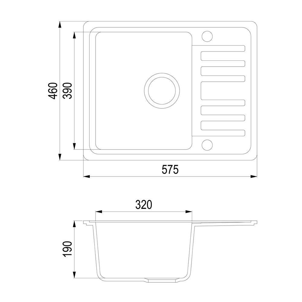Bergström Évier , Blanc, 57.5x46cm avec emplacement de séchage | Leroy ...