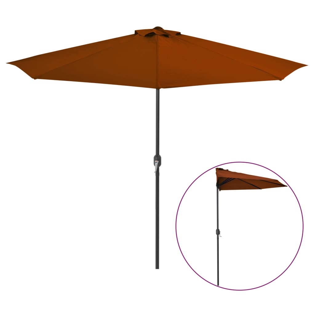Parasol de balcon et mât en aluminium terre cuite 300 x 150 x 253 cm 02 ...