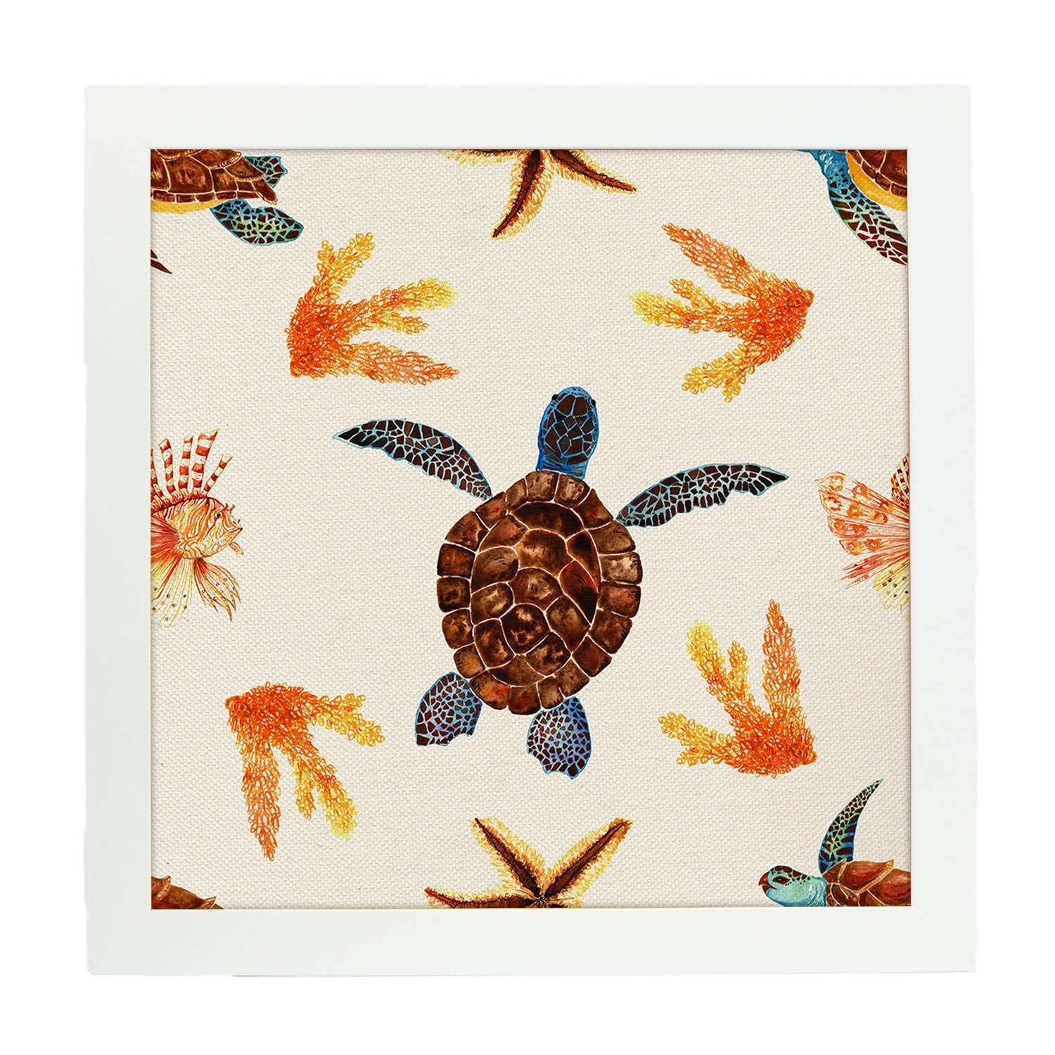 Poster Cuadrado Con Dibujos De Ranas Y Tortugas. Lamina Tortuga ...