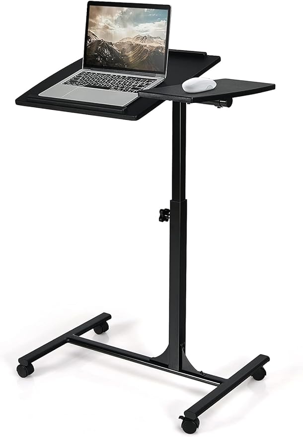 Table pour Ordinateur à Roulettes Portable, Hauteur Réglable 66,4-93CM ...