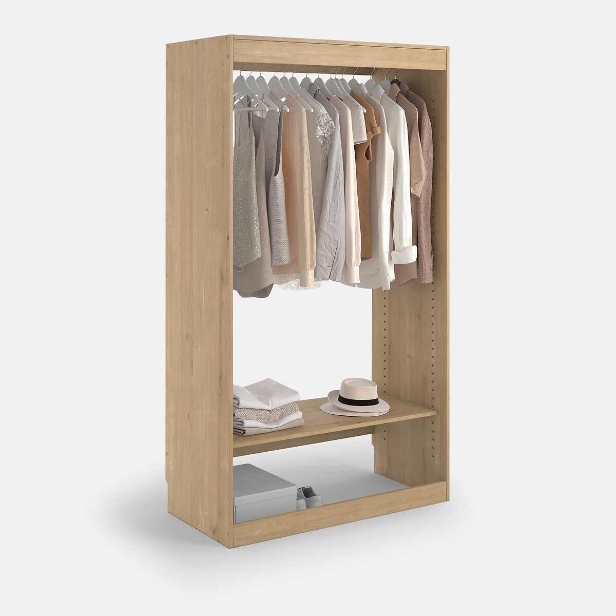 Module dressing, penderie + 1 tablette, Build - Bois foncé - taille ...