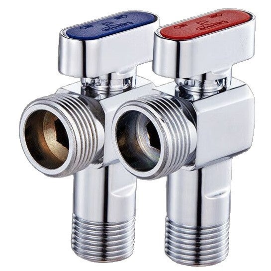Pack de 2 Válvulas de Escuadra de Latón 1/2" para Agua Fría y Caliente ...