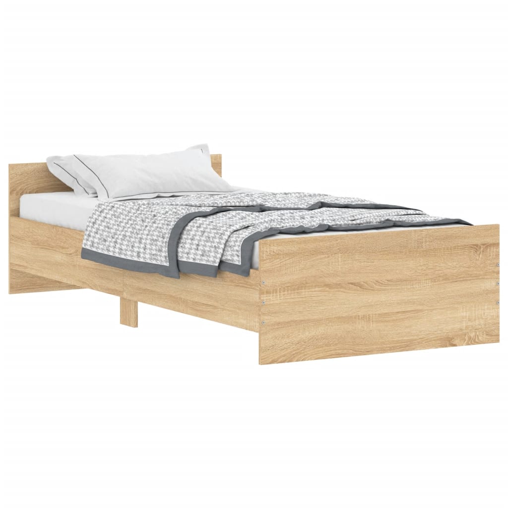 Lit simple | Lit adulte | Cadre de lit chêne sonoma 90x190 cm bois d ...