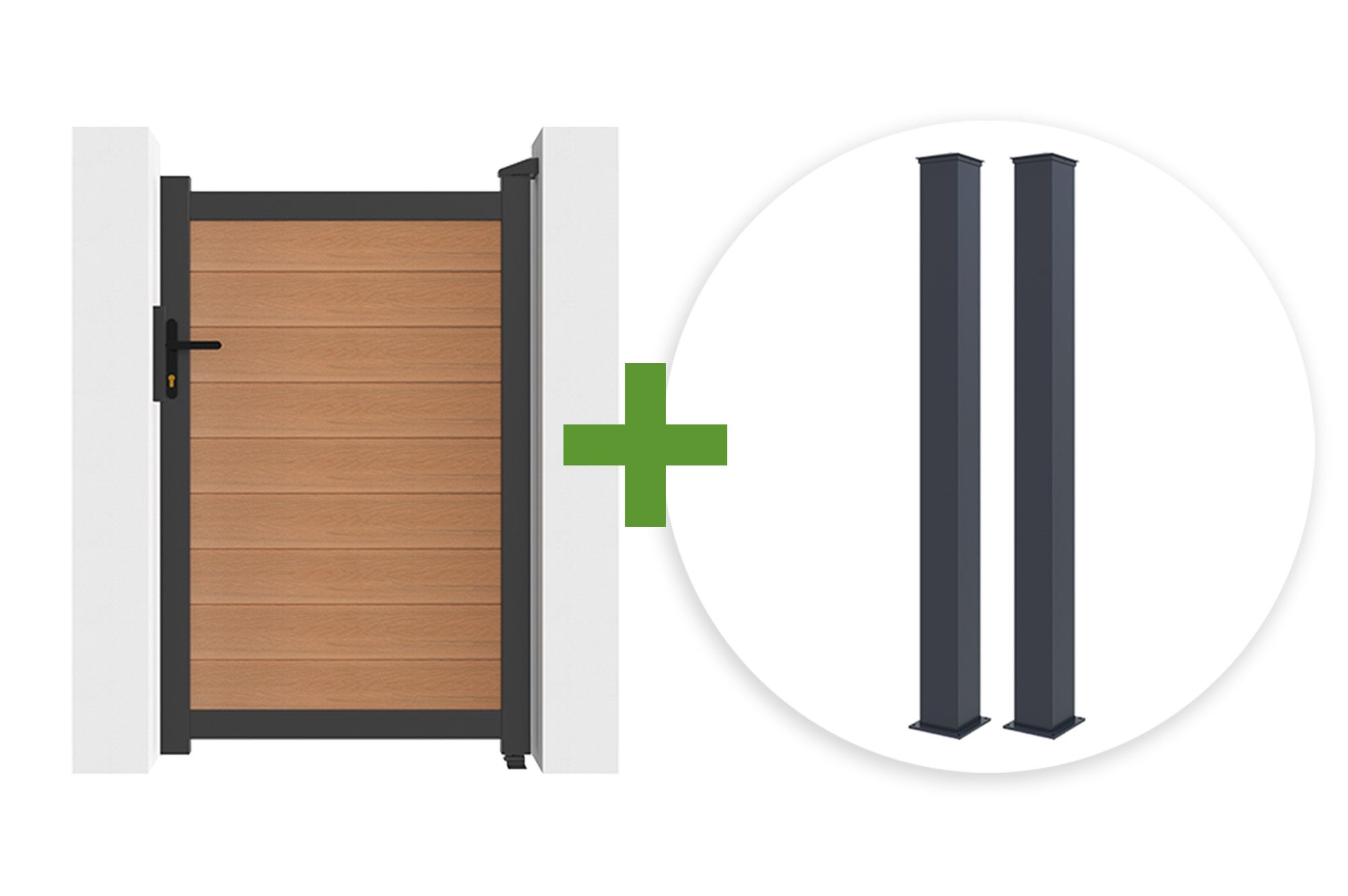 Puerta Peatonal ATHOS 1m H160 Madera Composite Teca con Marco de ...