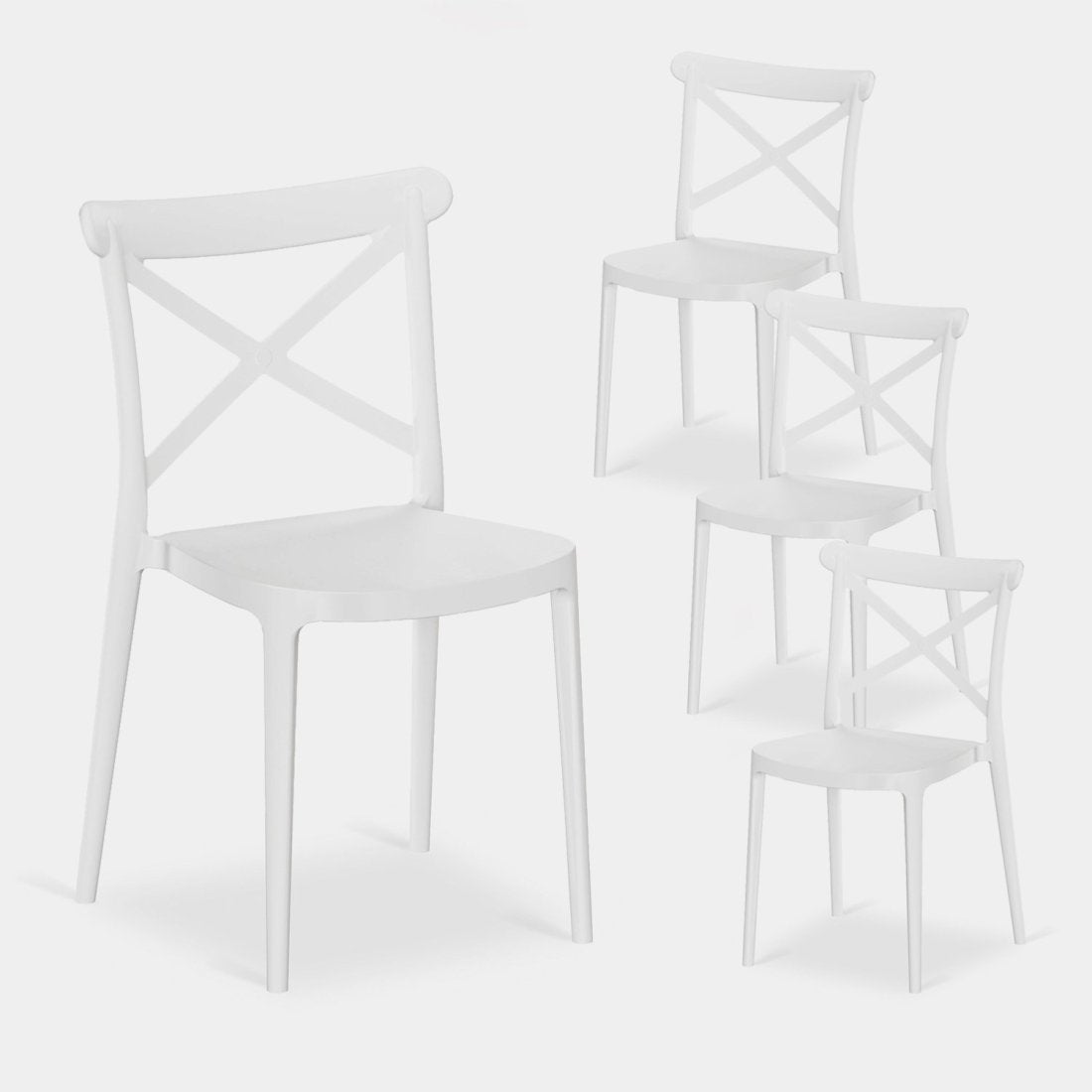 Packs 4 sillas polipropileno blanco 48 x 81 cm | Leroy Merlin