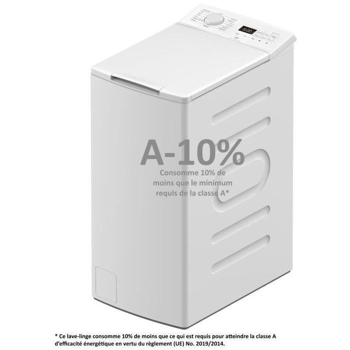 Lave linge top 7 kg induction 1200 trs Blanc Continental Edison ...
