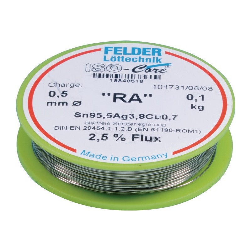Fil d'apport de soudure ISO-Core® RA 1 mm 100 g Sn955Ag38Cu07 FELDER ...