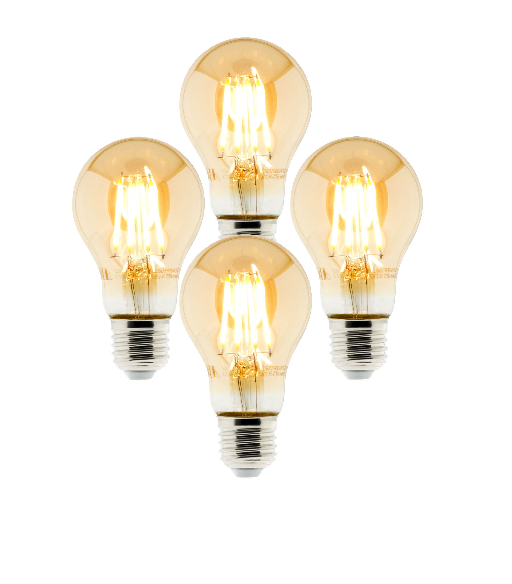 Lot de 4 ampoules déco filament LED ambrée 4W E27 2500K - Zenitech ...