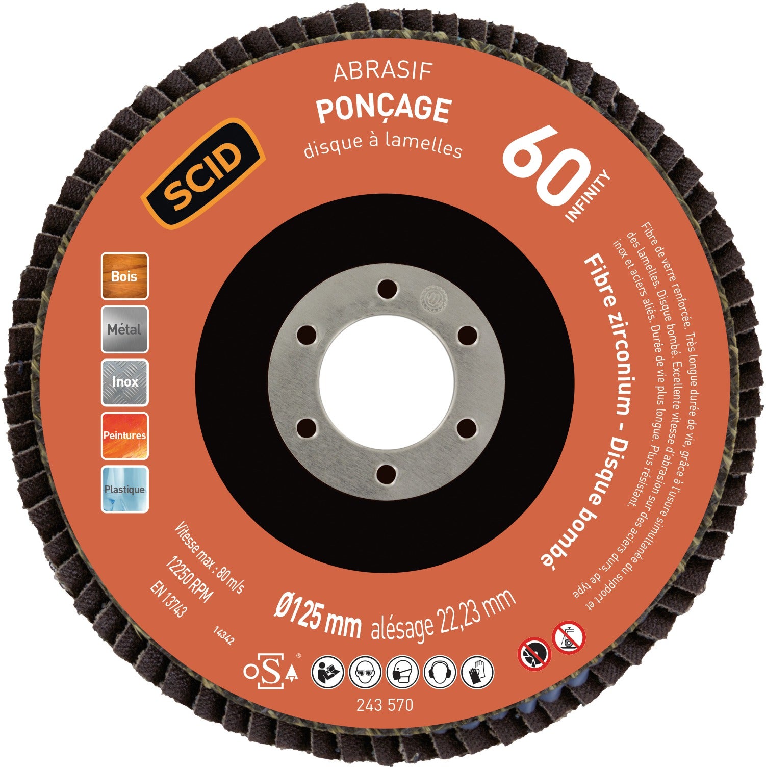 Disque à lamelles zirconium infinity bombé diamètre 125 mm SCID - Grain ...