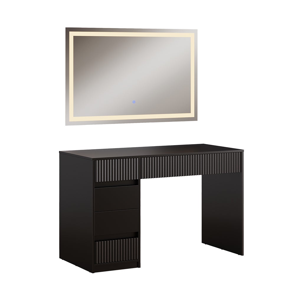 Vicco Coiffeuse Omira, Noir, 120cm avec miroir LED | Leroy Merlin