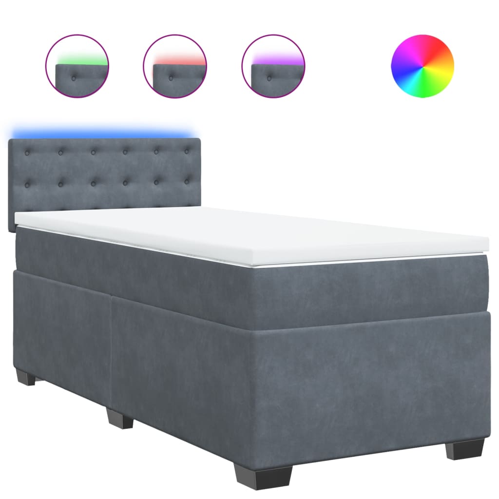 Cama box spring individual con colchón terciopelo gris oscuro ...